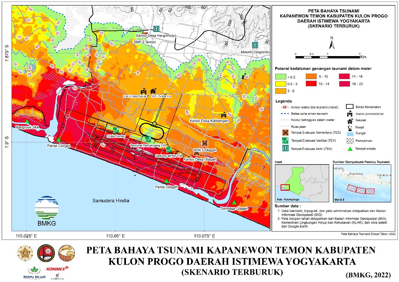 Peta Bahaya Tsunami Kapanewon Temon Kabupaten Kulon Progo - Kalurahan ...